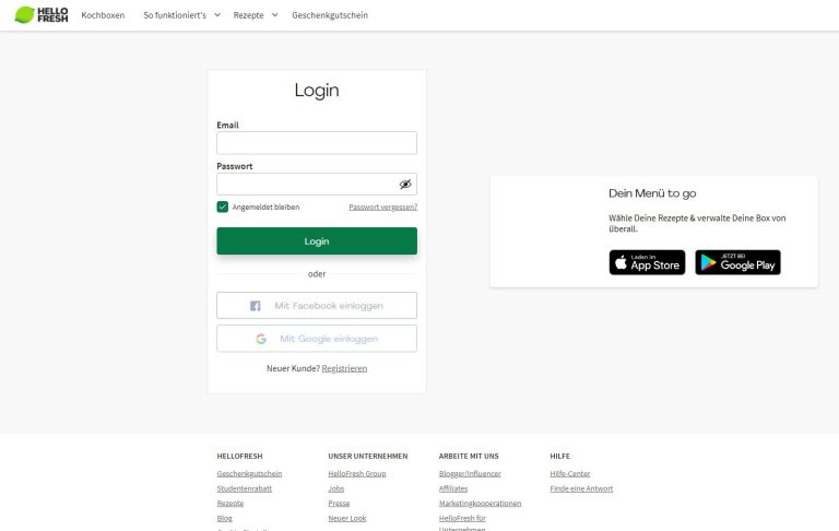HelloFresh-Login: Anmeldung, Registrierung und Passwort vergessen ...